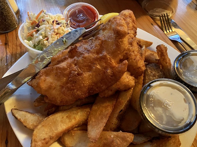 This isn't just fish and chips &ndash; it's an edible masterpiece where the crackly beer batter gives way to flaky haddock that practically melts on contact.