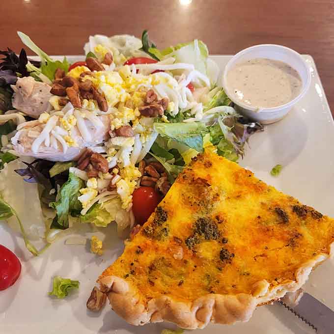 When quiche meets chicken pecan salad, beautiful things happen on plates that deserve their own photo shoots.