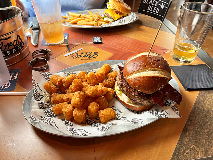 This isn't just any burger and fries &ndash; it's automotive-inspired indulgence with golden fries that crunch like a well-tuned engine purrs.