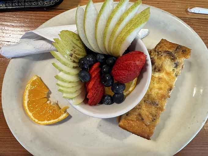 When the regular frittata isn't enough, they'll happily add extra fresh fruit because sometimes you need your vitamins with your indulgence.