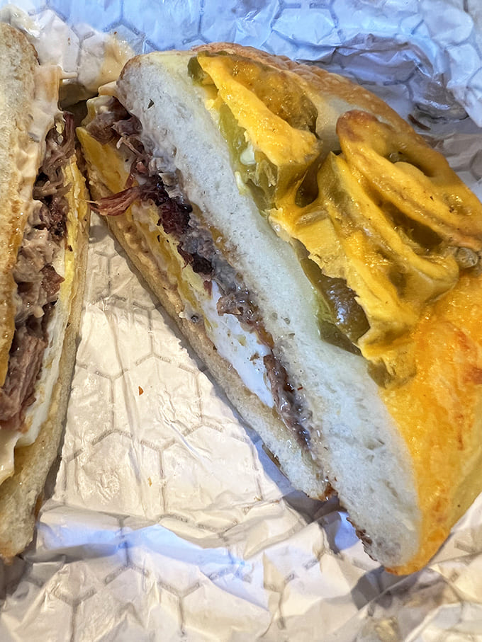 This isn't just a sandwich &ndash; it's a masterpiece of textures and flavors, with tender brisket and melty cheese nestled in a perfect bagel.
