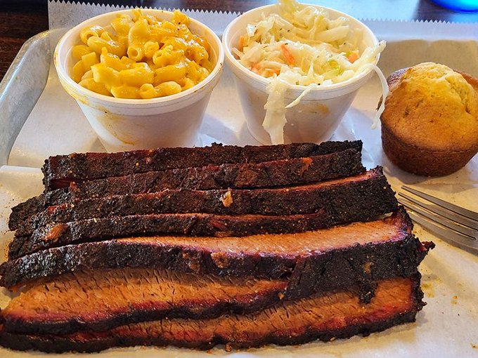 Behold, the brisket of champions! So tender, it practically slices itself. Napkins are not optional, they're a survival tool.