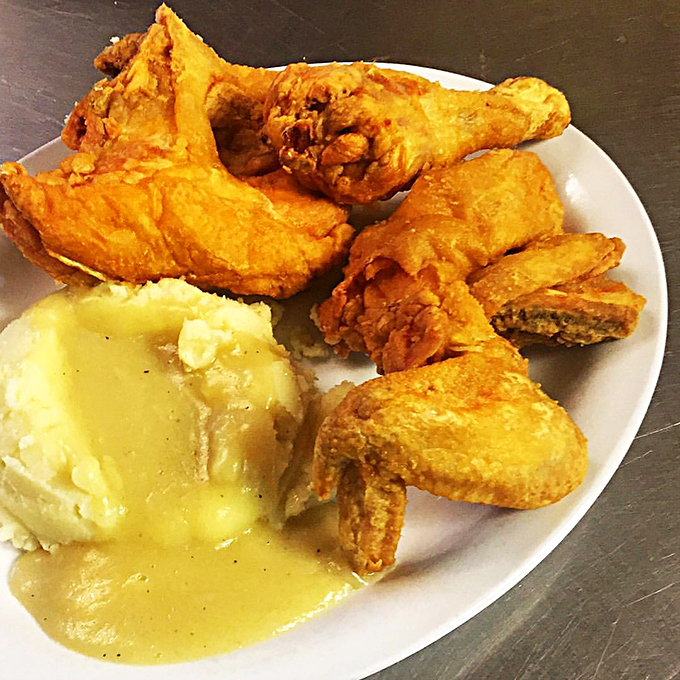 Cluck yeah! This broasted chicken is so crispy, you might need to warn your tablemates before taking a bite.