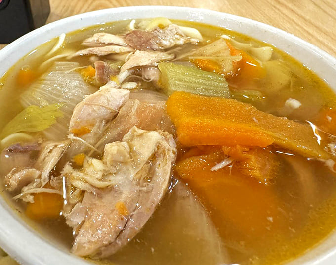 Chicken noodle soup that warms the soul, with tender chicken, perfect noodles, and a broth worth writing home about.