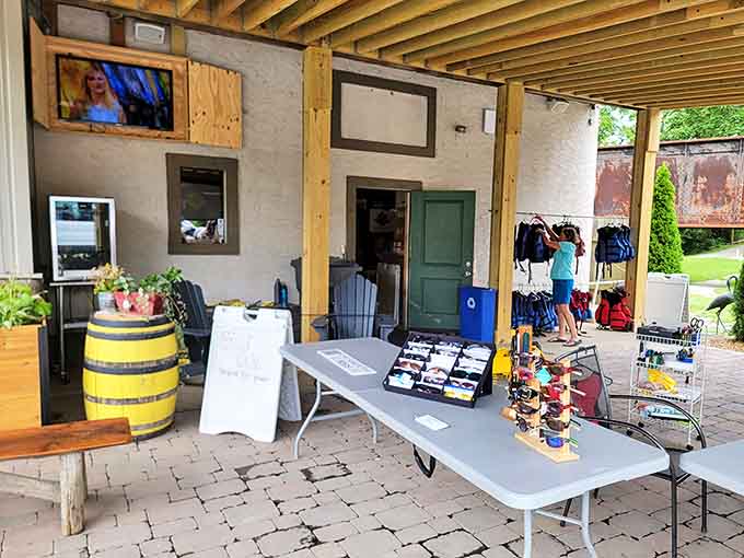 The check-in desk displays all the essentials for your trip, from life jackets to local knowledge, making sure you're prepared for whatever the river brings.