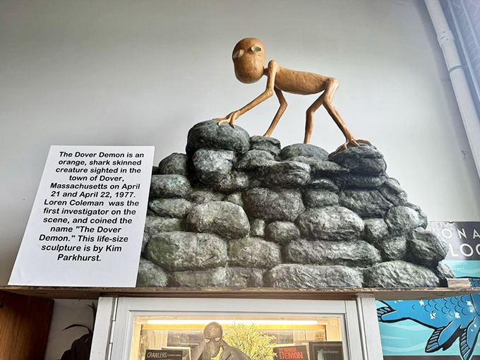 The Dover Demon exhibit recreates the strange creature spotted in Massachusetts during that memorable week in 1977.