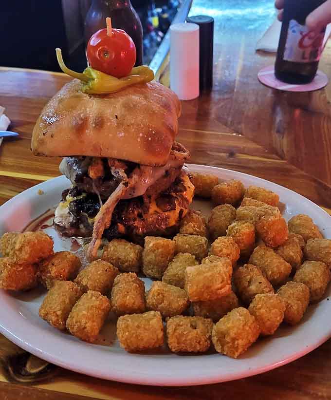 When your burger needs backup dancers, golden tater tots step up to complete this delicious performance on a plate.