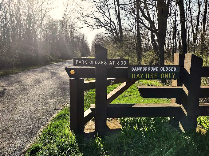 The park's gentle reminder that even paradise has closing hours.Day use only means pack your memories by 8.