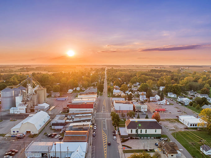 From above, Fayette reveals its perfect small-town layout, where everything you need is just a short walk away.