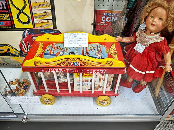 This vintage Fisher-Price Circus Wagon still boasts vibrant colors and whimsical charm, ready to delight another generation of imaginative youngsters.