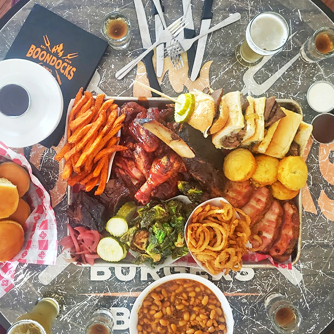 Meat lover's paradise on a plate. This platter is a carnivore's dream come true, with enough variety to satisfy any barbecue craving.