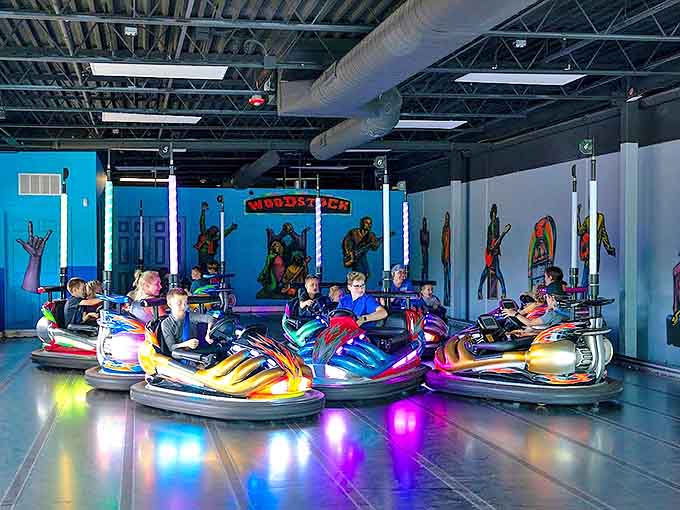 Bumper cars at Funway &ndash; where family feuds are settled with gentle collisions and the universal language of competitive laughter.