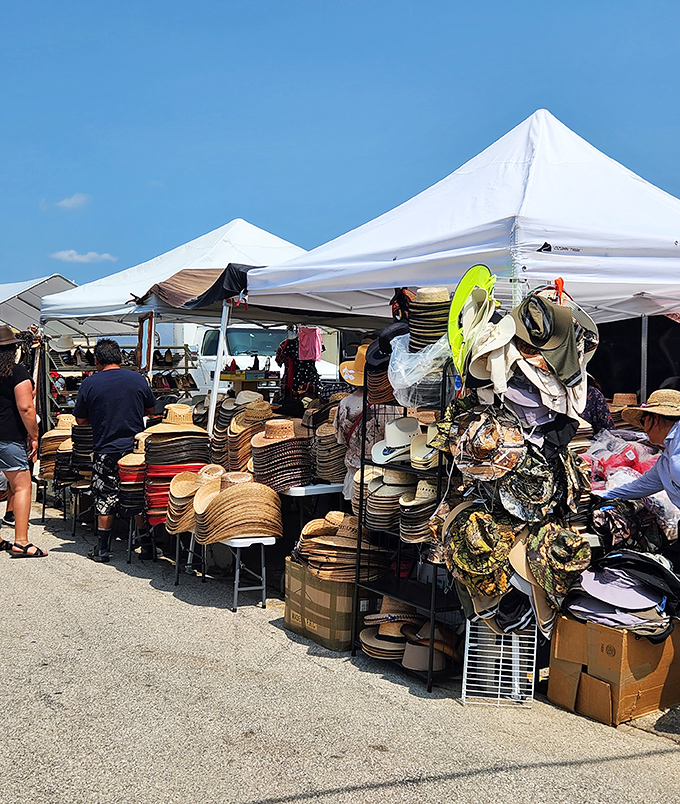 A sea of cowboy hats awaits new heads – from working ranchers to those who just want to channel their inner Yellowstone character.