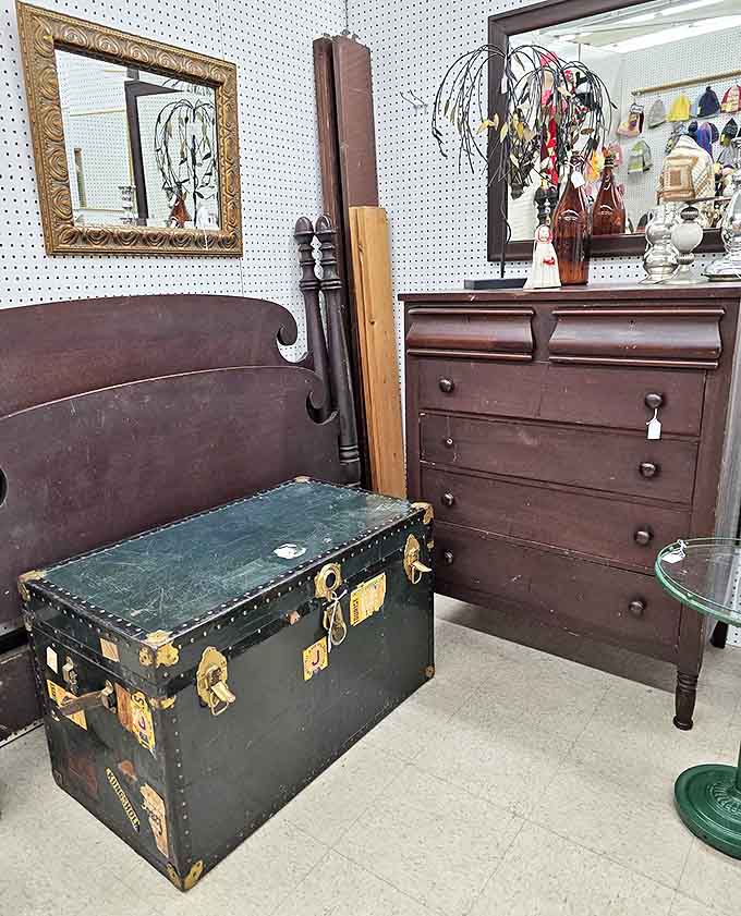 This antique dresser and travel trunk combo could transform any bedroom into a portal to a more elegant era.