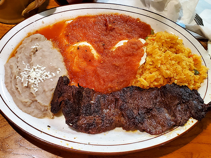 The legendary arrachera (skirt steak) served with traditional sides &ndash; this plate alone has food enthusiasts crossing state lines for a taste.