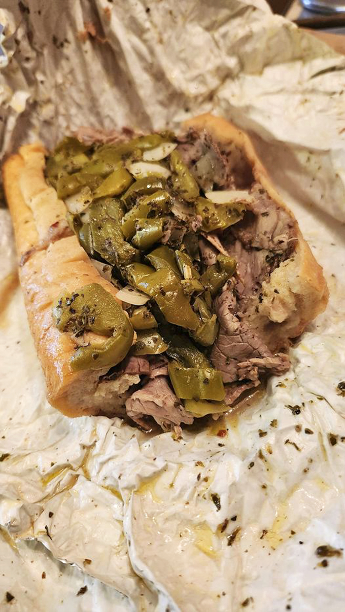Napkins at the ready! This Italian beef sandwich isn't just a meal but a delicious, drippy adventure for your taste buds.