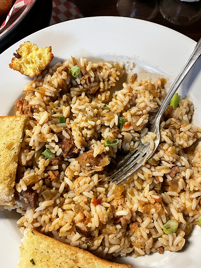 Jambalaya that would make any Cajun grandmother proud&mdash;perfectly seasoned rice studded with tender meat and vegetables in harmonious balance.
