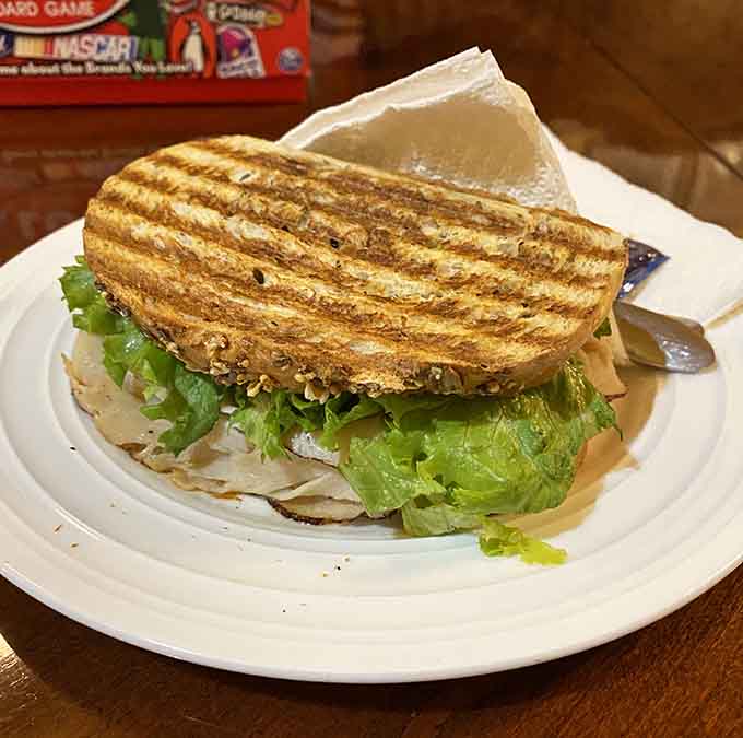 Those grill marks on this panini aren't just for show, they're a promise of melted cheese and crispy bread ahead.