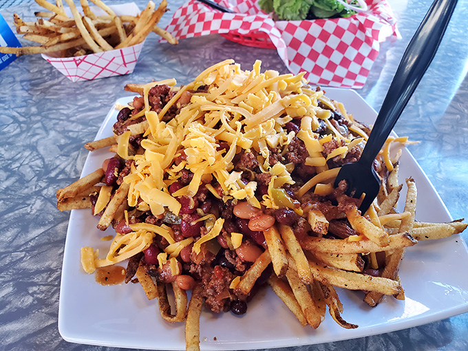 Fries that became a meal – loaded with seasoned beef, melted cheese, and fresh toppings, these could convert even the staunchest potato purist.