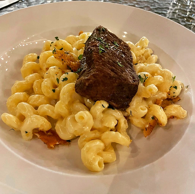 Comfort food gets a glow-up! This mac and cheese is so creamy, it could make a dairy farmer weep, while the short rib adds a touch of luxury to your childhood favorite.