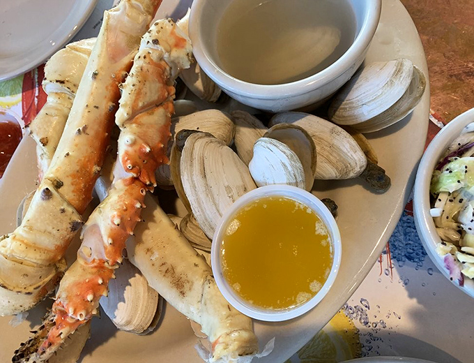 Snow crab legs and steamers share the spotlight on this plate &ndash; a maritime duet that showcases Maine's seafood at its simple, spectacular best.