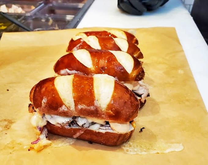 The pretzel bun trio &ndash; where savory meets chewy meets "why haven't I been eating these all my life?"
