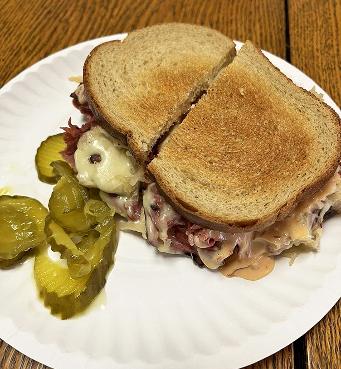 A classic Reuben that would make New York delis jealous &ndash; corned beef, sauerkraut, and Russian dressing in perfect harmony.