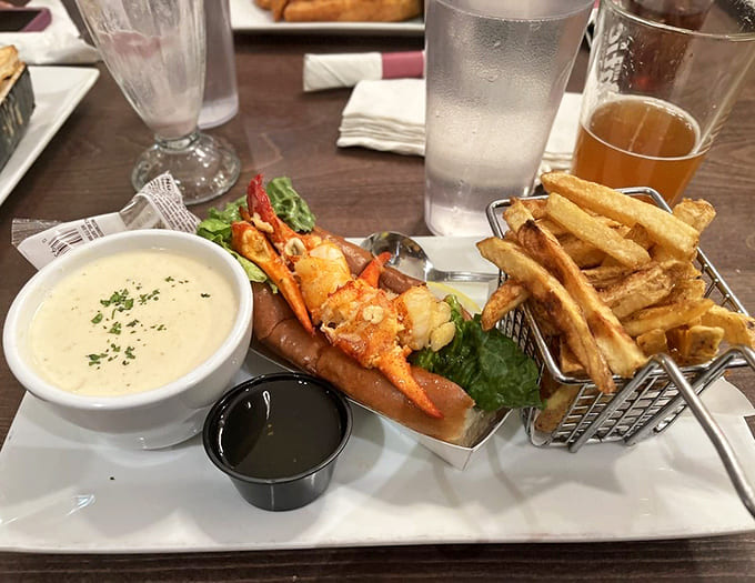 Fresh Maine lobster served with all the fixings, because sometimes you need to go full tourist and there's no shame in that.