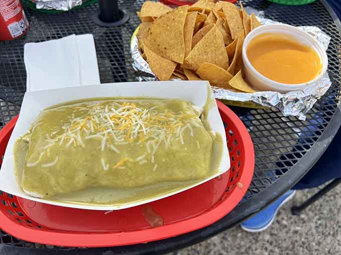 That chile verde burrito is basically a warm, delicious hug wrapped in a tortilla and smothered in green sauce perfection.