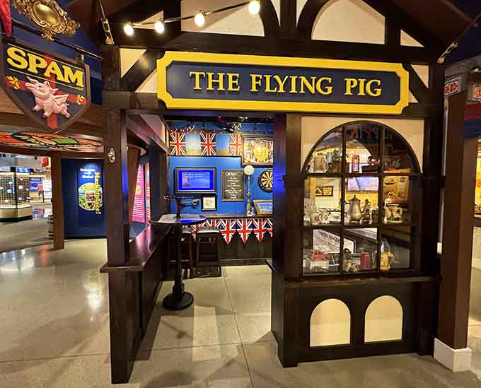 The Flying Pig exhibit celebrates British pub culture, where SPAM&reg; found an unlikely second home across the Atlantic.