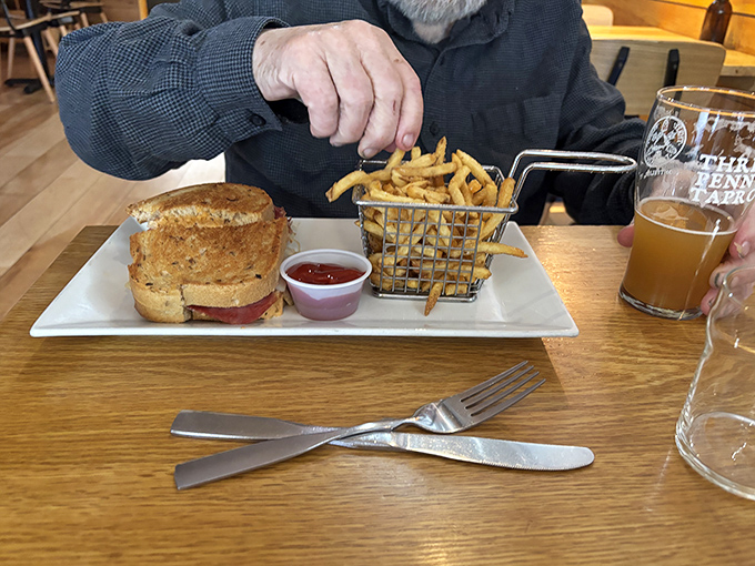Comfort food elevated to art form &ndash; a hearty sandwich paired with golden fries that somehow disappear long before you're ready to say goodbye.