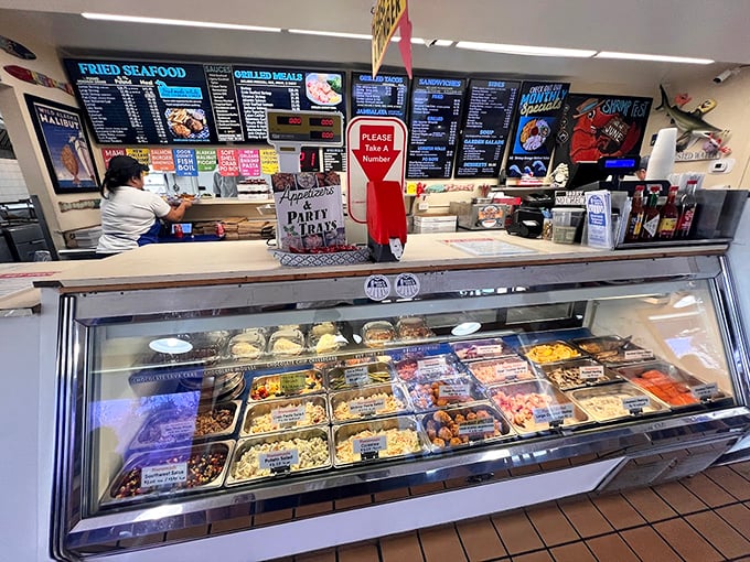 Where decisions get delightfully difficult&mdash;a menu board filled with promises of seafood satisfaction and homestyle comfort.