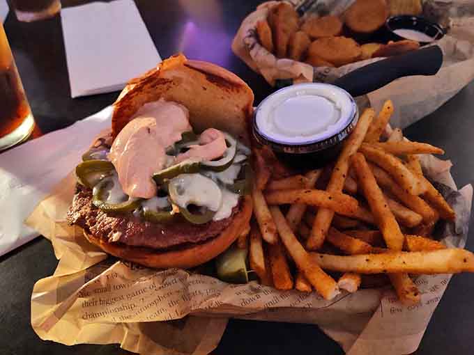 The Mexican Burger brings the heat with pepper jack cheese and jalape&ntilde;os, proving that sometimes spicy is the only way.