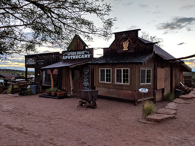 The Siphon Draw Apothecary offers "cures" considerably safer than the snake oil and mystery tonics that once lined these authentic wooden shelves.