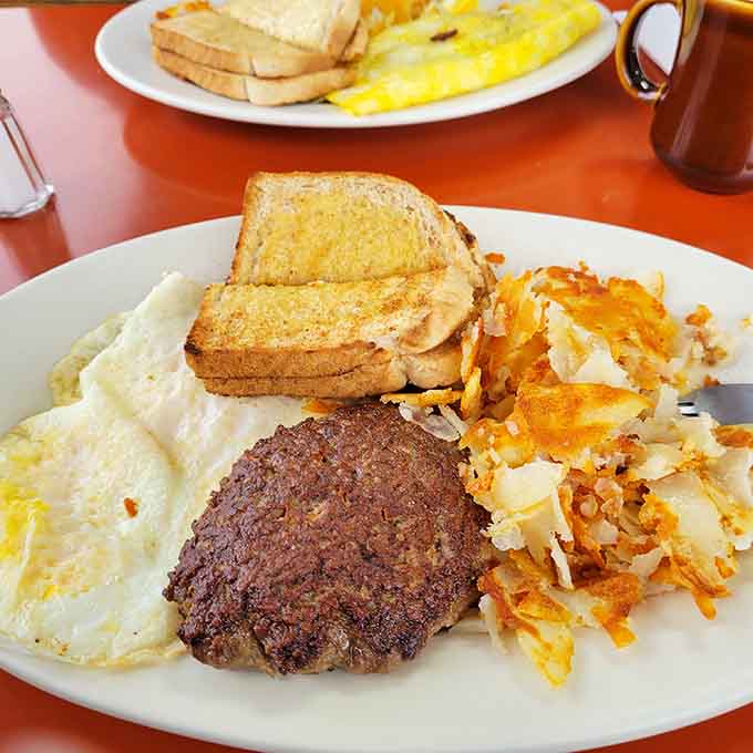 Eggs, hash browns, sausage, and toast: the breakfast of champions, lumberjacks, and anyone with good sense and an appetite.