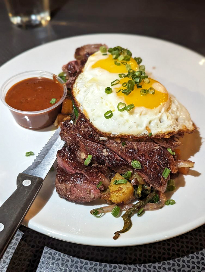 Breakfast of champions, redefined. Perfectly seared steak and sunny eggs create a protein-packed flavor explosion to kickstart your day.