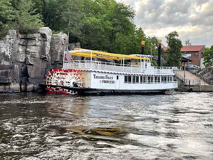 The Taylors Falls Princess paddlewheeler offers lazy river cruising that's the opposite of stressful, which is exactly the point.