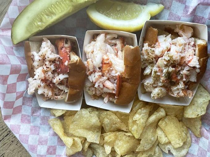 The lobster roll sampler &ndash; because choosing just one would be cruel and unusual punishment for your taste buds.