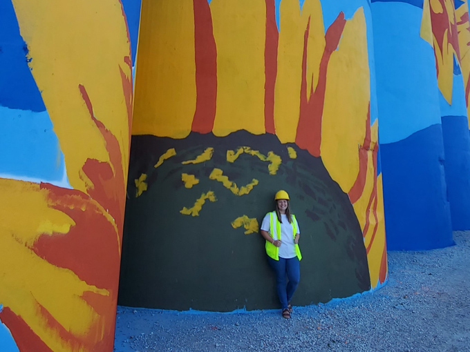 Bright murals and riverfront vibes at Glass City River Wall, Toledo&mdash;colorful art, sunny energy, and a moment worth capturing.