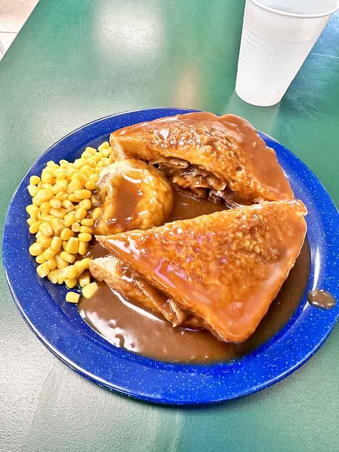 The Blue Plate Special delivers Thanksgiving vibes any day of the week, gravy included and highly recommended.