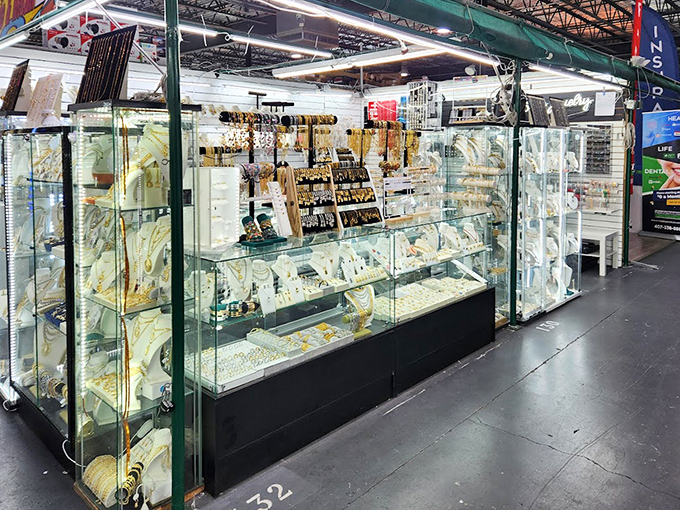 Jewelry displays that sparkle with possibility, offering everything from subtle elegance to statement pieces that announce "I've arrived" before you do.