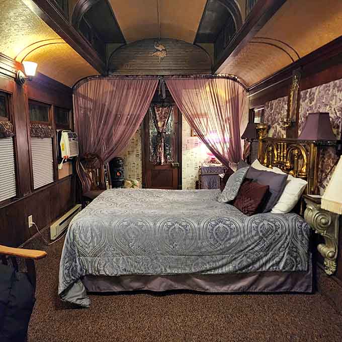 Sleep like a railroad baron in this elegantly appointed bedroom where the only thing missing is a butler named Jeeves.