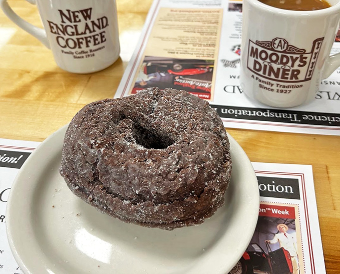 A steaming cup of diner coffee paired with a chocolate donut &ndash; name a more iconic breakfast duo, we'll wait.