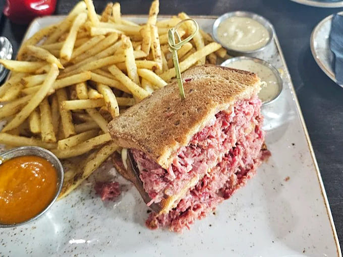 Behold the star attraction &ndash; house-cured corned beef piled high between slices of rye, a sandwich that's worth crossing county lines for.