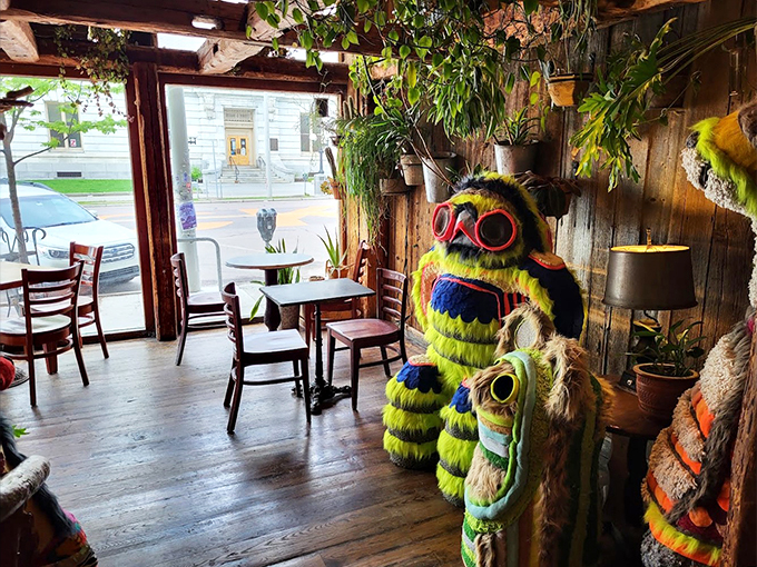 Welcome to the jungle... of houseplants! This cozy nook is where ferns meet friends and conversations bloom like the greenery around you.