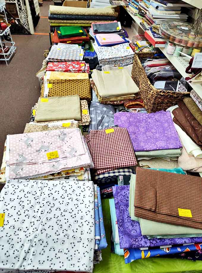 A fabric lover's dream come true &ndash; enough vintage patterns and materials to keep your sewing machine humming for years.