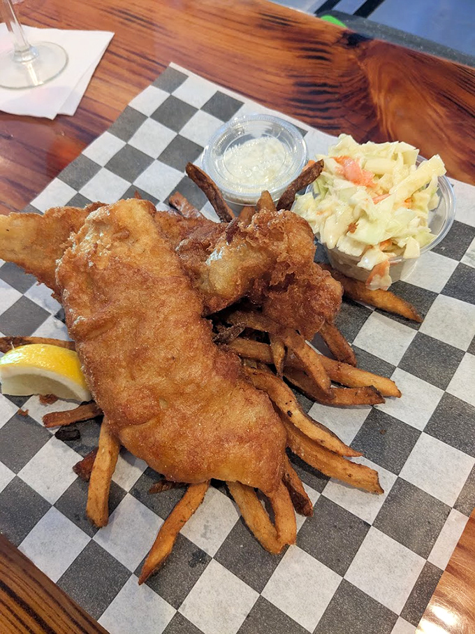 Golden-battered grouper with hand-cut fries &ndash; proof that simple pleasures are often the most satisfying.