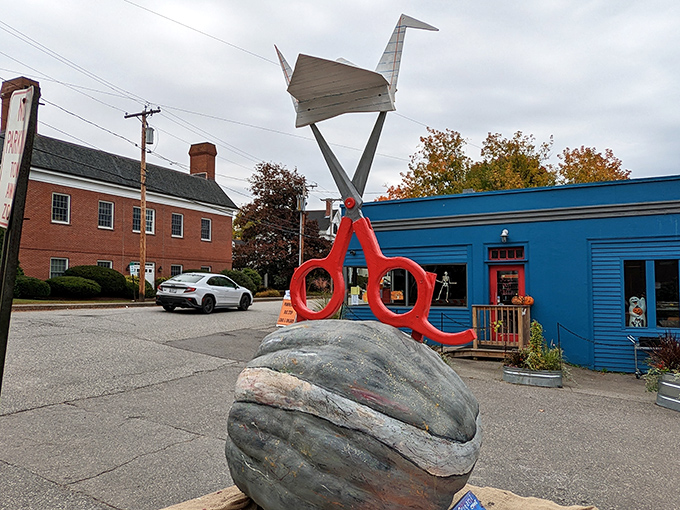 Only in Damariscotta would giant scissors atop a massive pumpkin seem perfectly normal &ndash; creativity cuts through everything here.