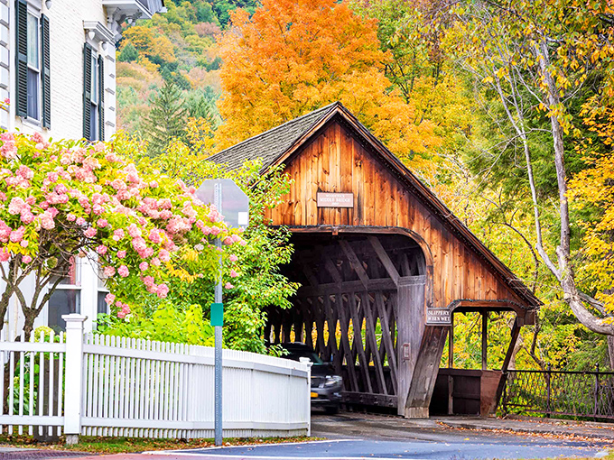 Middle Bridge spans more than just water &ndash; it connects Woodstock's storied past with its vibrant present, sheltering travelers from both rain and haste.