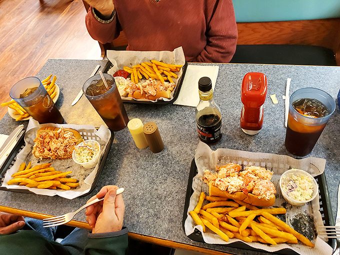 The table spread that dreams are made of &ndash; multiple lobster rolls ready to satisfy a hungry group of seafood lovers.